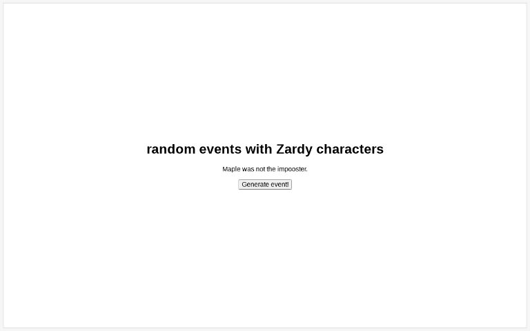 random events with Zardy characters ― Perchance Generator