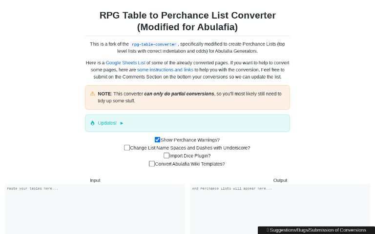 RPG Table to Perchance List (modified for Abulafia) ― Perchance Generator