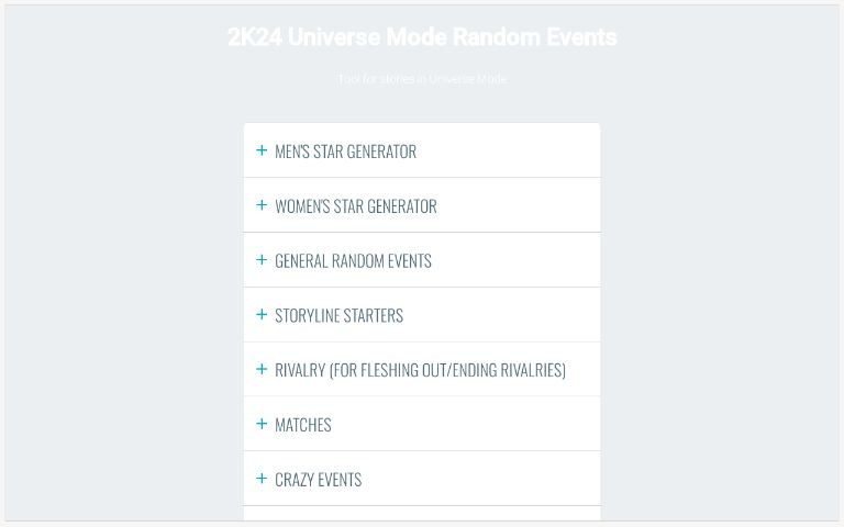 2K24 Universe Mode Random Events ― Perchance Generator