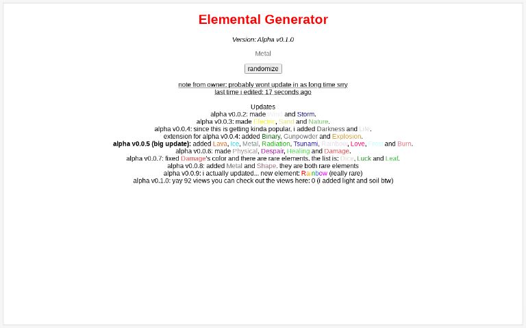 Elemental Generator
