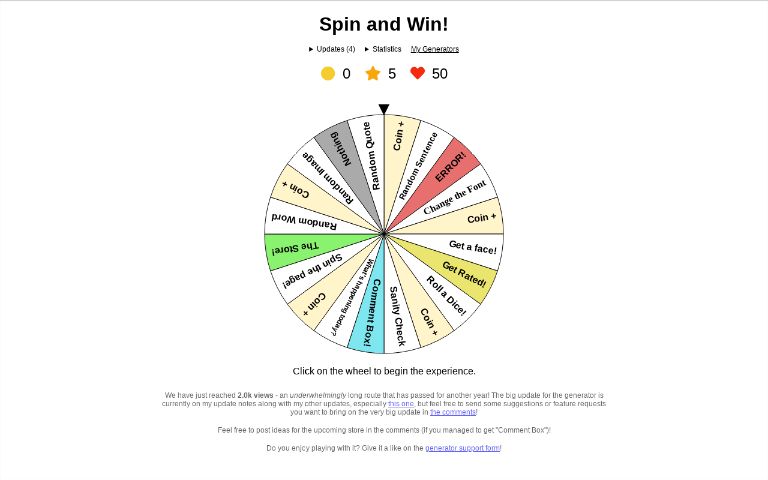 Spin and Win! ― Perchance Generator