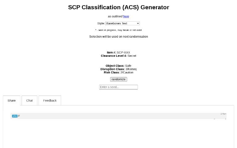 SCP Classification (ACS) Generator