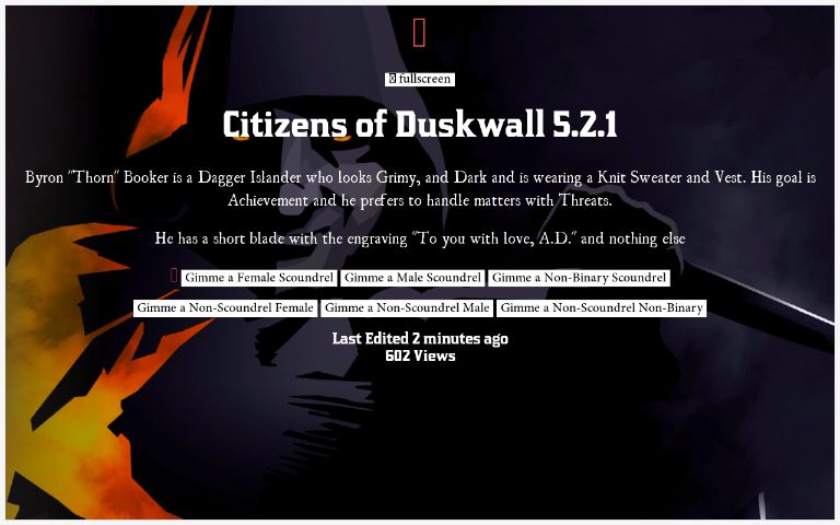 Citizens of Duskwall 5.2.1 ― Perchance Generator