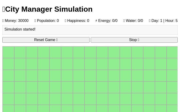 🌃City Manager Simulation ― Perchance Generator