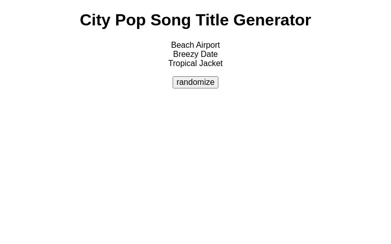 City Pop Song Title Generator