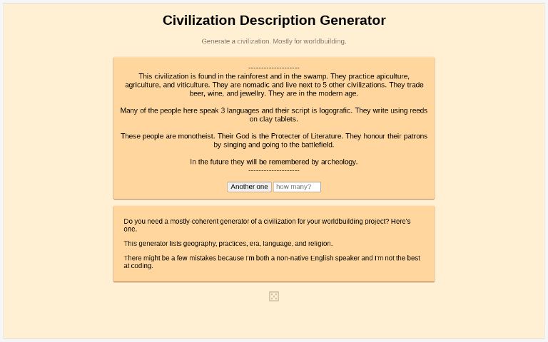 Civilization Description Generator