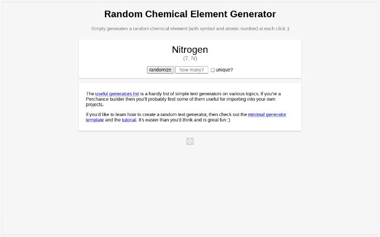 Random Chemical Element Generator