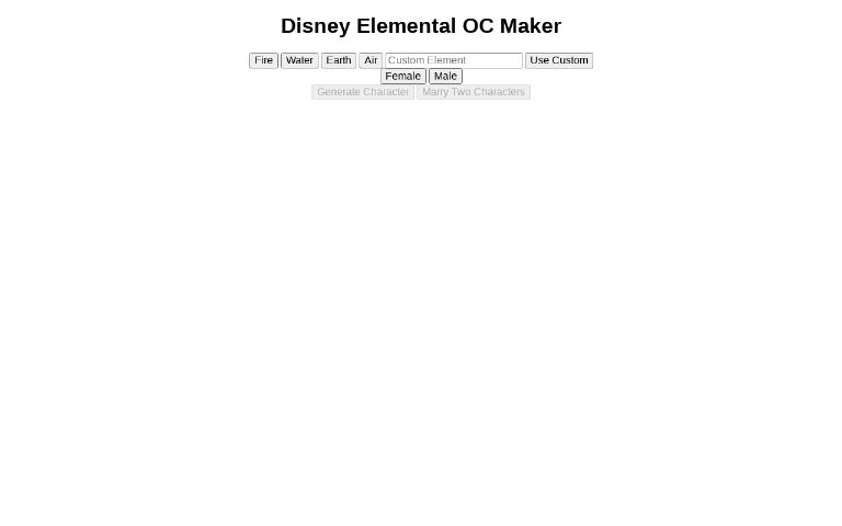 Disney Elemental OC Maker ― Perchance Generator