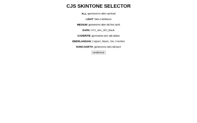 CJS SKINTONE SELECTOR ― Perchance Generator