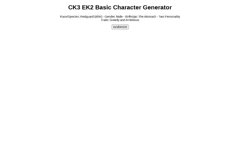 CK3 EK2 Basic Character Generator