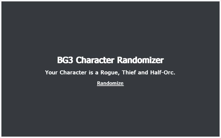 BG3 Character Randomizer ― Perchance Generator