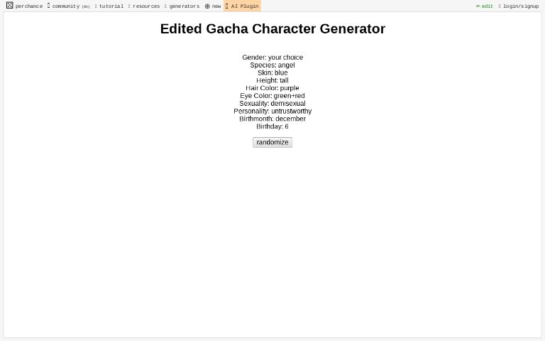 Edited Gacha Character Generator ― Perchance