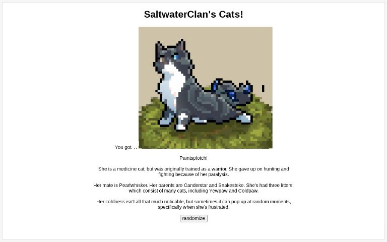 SaltwaterClan's Cats! ― Perchance Generator