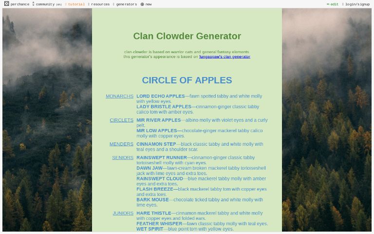 Clan Clowder Generator