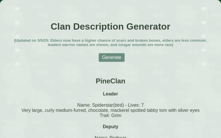 Clan Description Generator