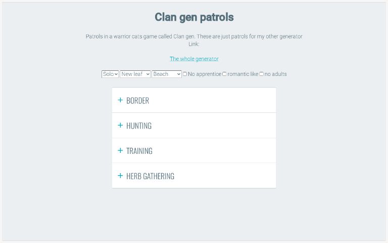 Clan gen patrols ― Perchance Generator