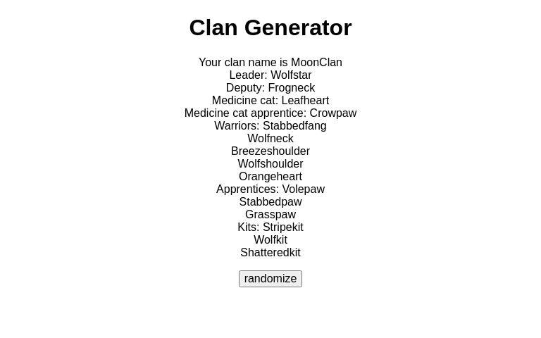 Clan Generator