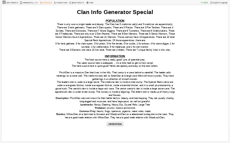 Clan Info Generator Special