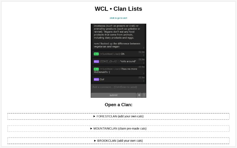 WCL • Clan Lists ― Perchance Generator
