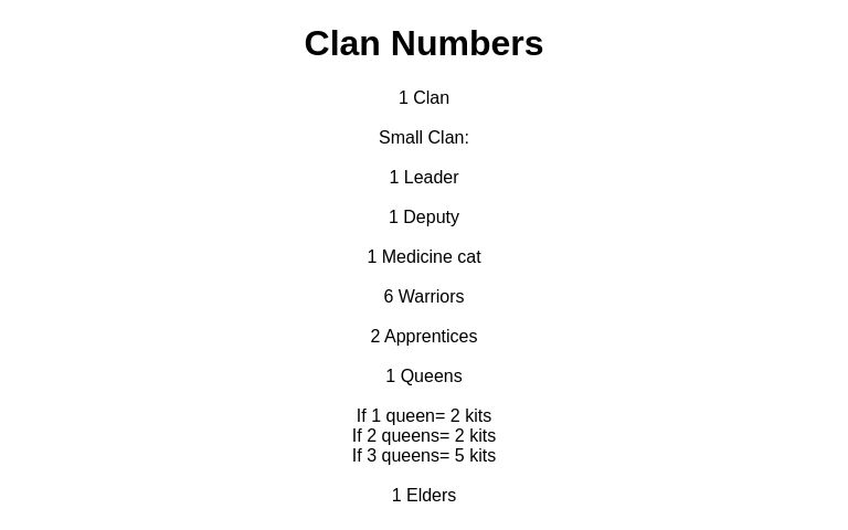 Clan Numbers ― Perchance Generator