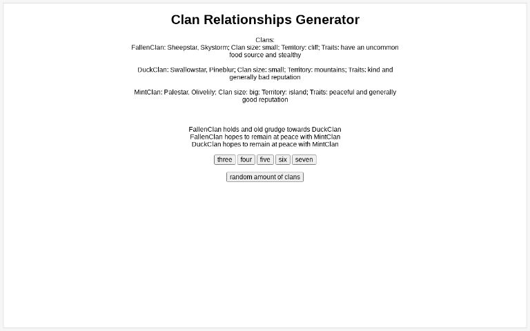 Clan Relationships Generator