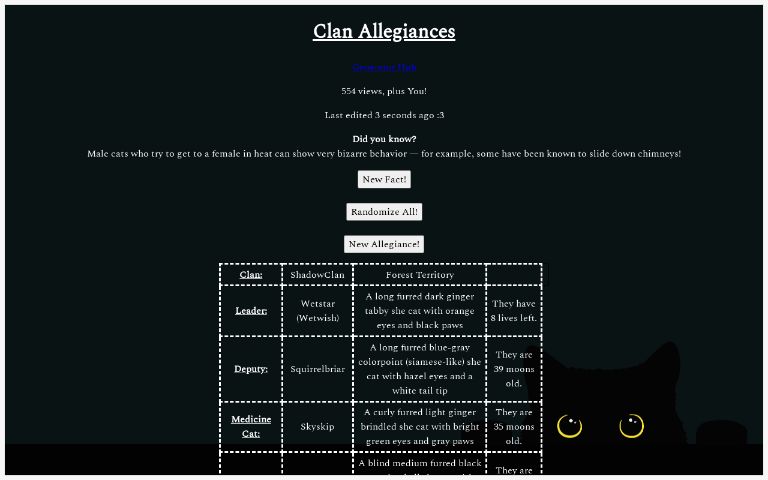 Clan Allegiances ― Perchance Generator