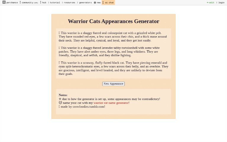 Warrior Cats Appearances Generator