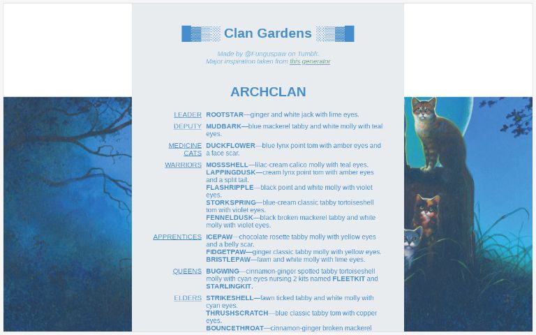 Clan Gardens ― Perchance Generator