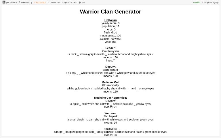 Warrior Clan Generator