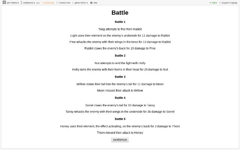 Battle ― Perchance Generator