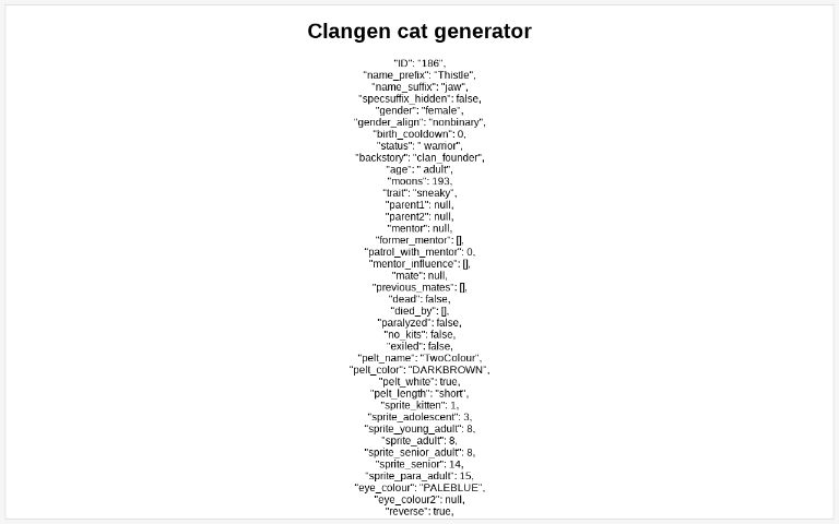 Clangen cat generator
