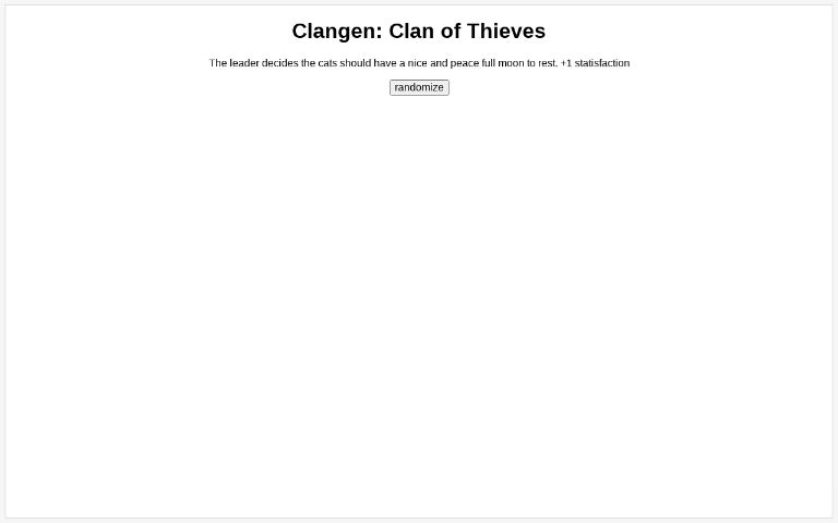 Clangen: Clan of Thieves ― Perchance Generator