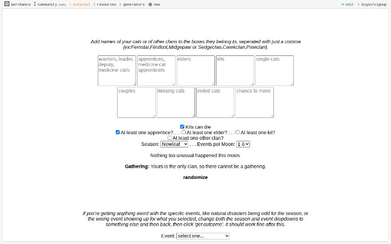 Clangen Events ― Perchance Generator