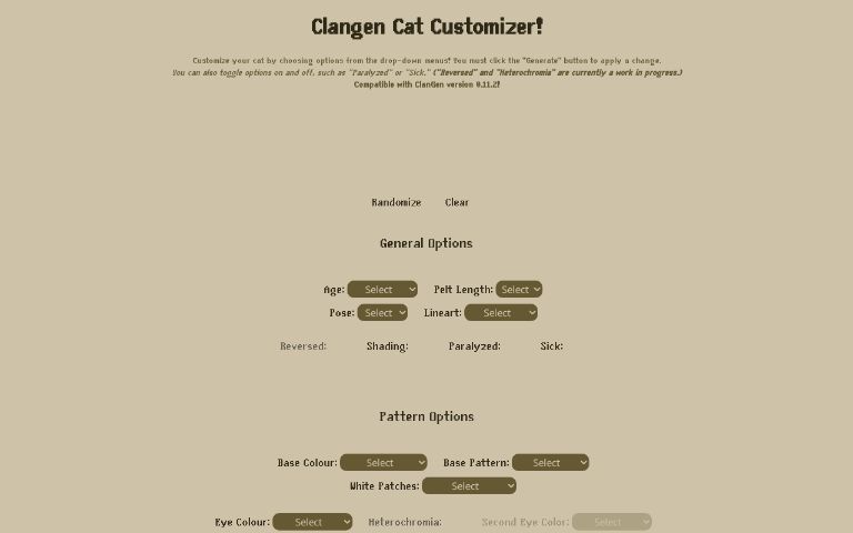 Clangen Cat Customizer! ― Perchance Generator