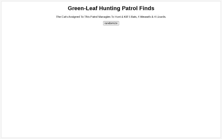 Green-Leaf Hunting Patrol Finds ― Perchance Generator