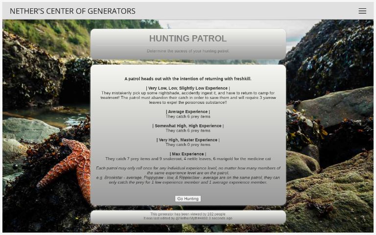 HUNTING PATROL ― Perchance Generator