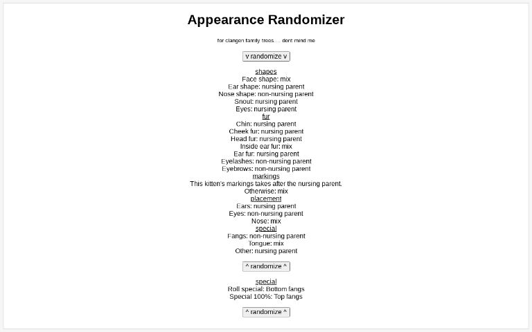 Appearance Randomizer ― Perchance Generator