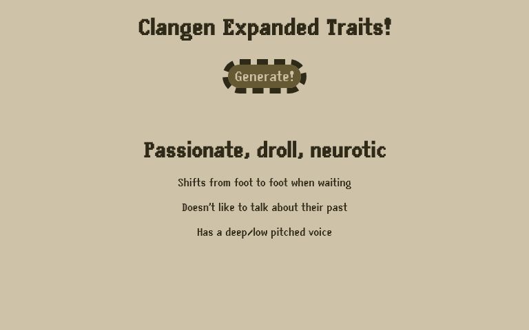 Clangen Expanded Traits! ― Perchance Generator