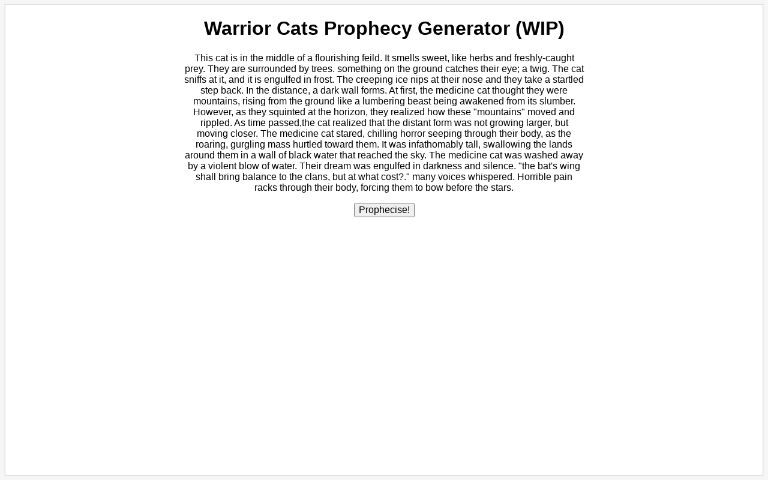 Warrior Cats Prophecy Generator (WIP)