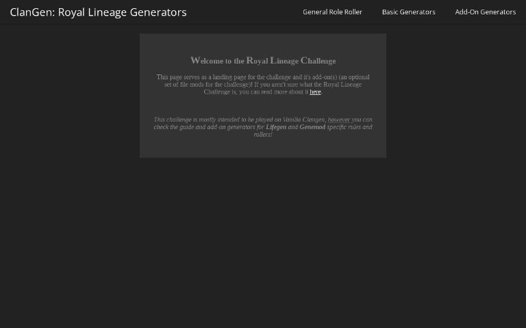 Clangen Royal Lineage Navbar ― Perchance Generator