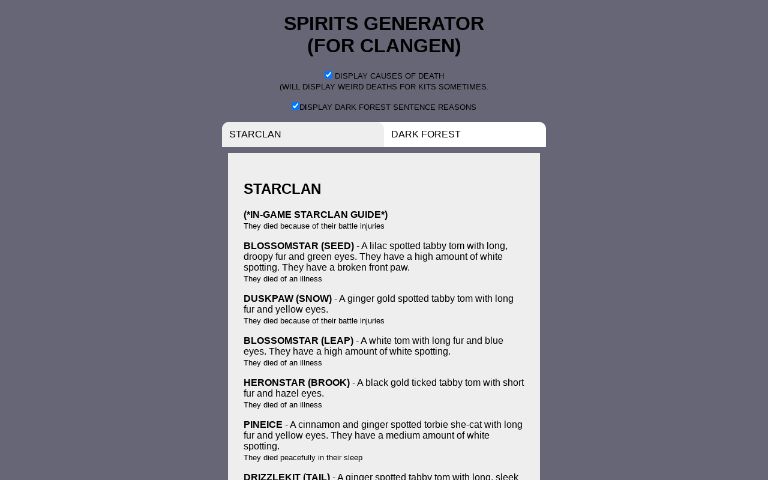 SPIRITS GENERATOR(FOR CLANGEN)