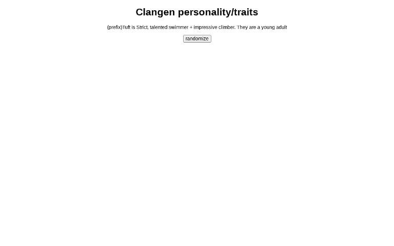 Clangen personality/traits ― Perchance Generator