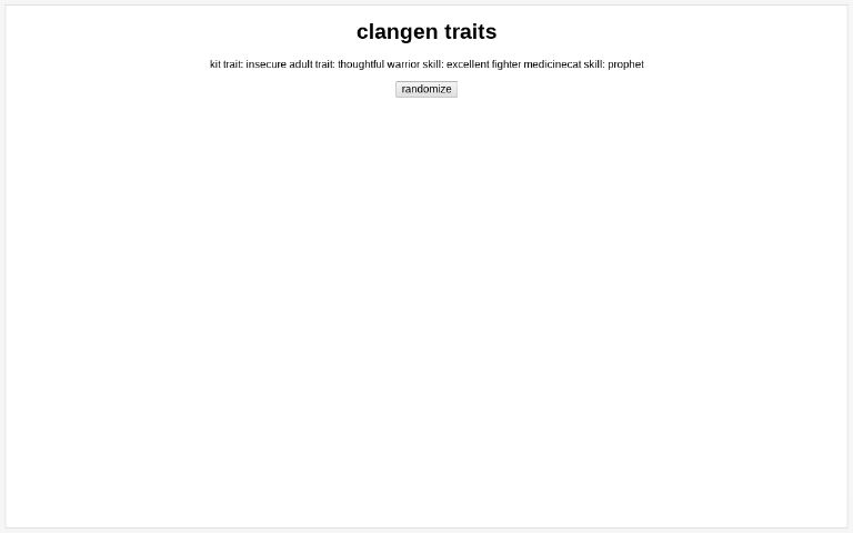 clangen traits ― Perchance Generator