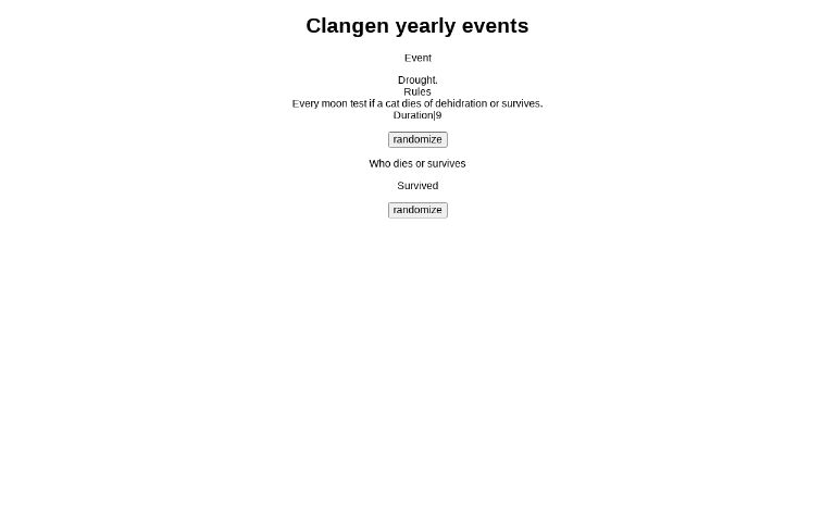 Clangen yearly events ― Perchance Generator