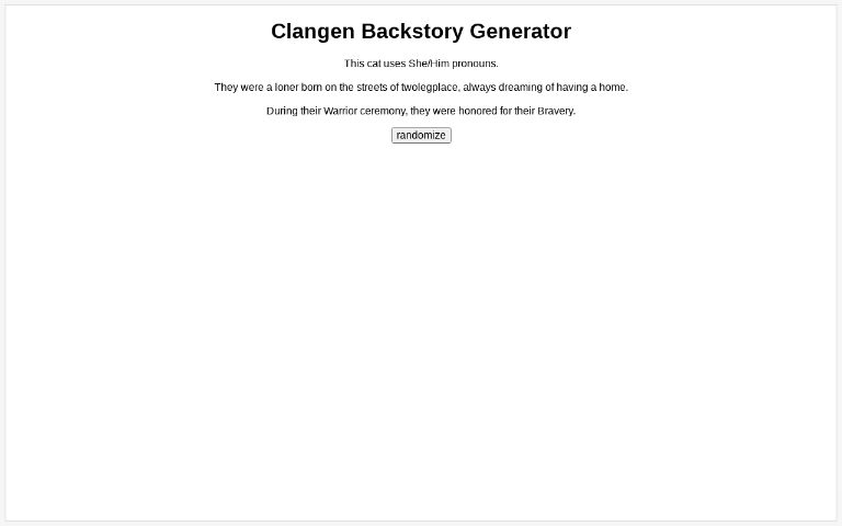 Clangen Backstory Generator