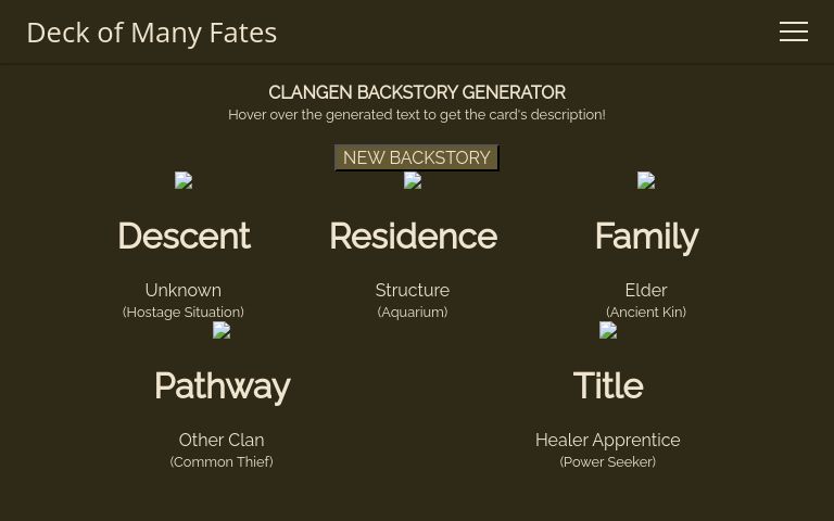 ClanGen Character Backstory ― Perchance Generator