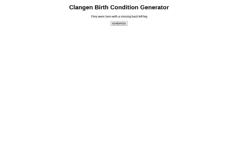 Clangen Birth Condition Generator