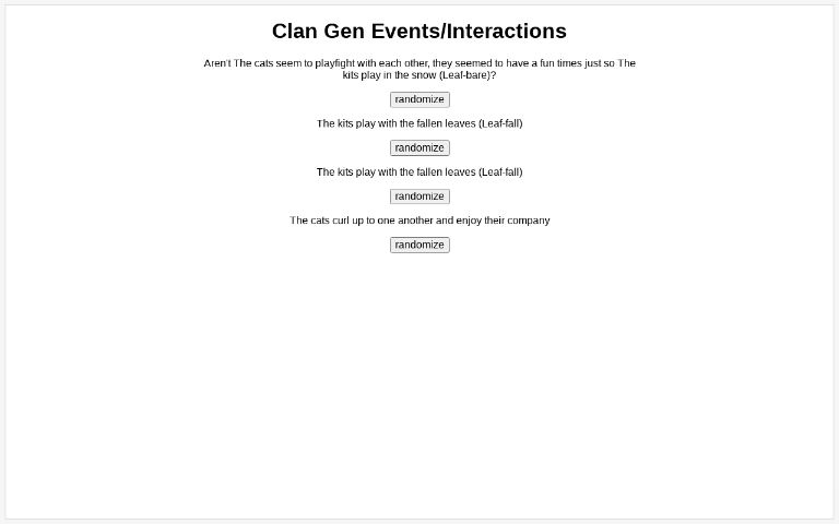Clan Gen Events/Interactions