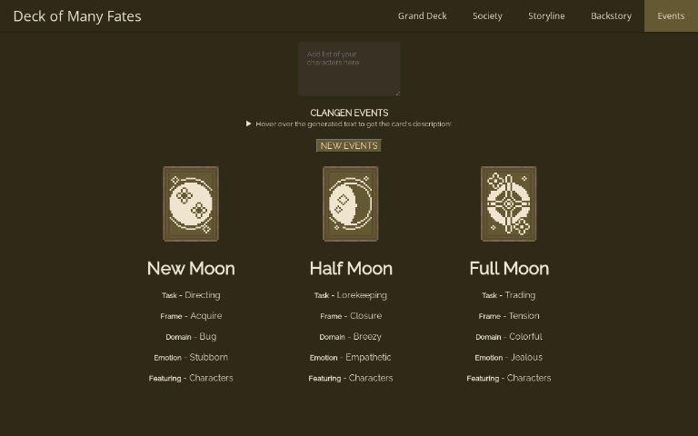 Main Events Generator