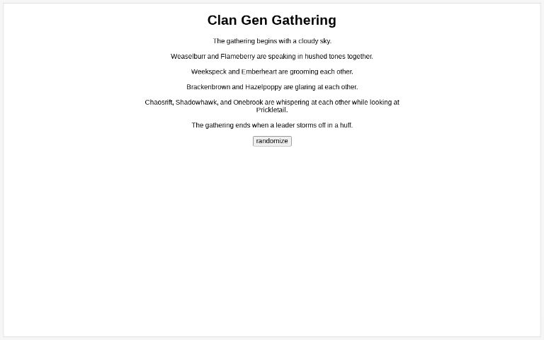 Clan Gen Gathering ― Perchance Generator